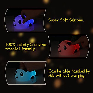 SALUOKE Nursery Night Light 7-Color: Silicone Squishy NightLights for Kids with USB Rechargeable Cute Baby Light Decorative Room Lamp - Gifts for Children Toddler
