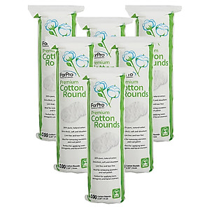 ForPro Professional Collection Premium Cotton Rounds, 100% Cotton, Non-Tearing, Lint-Free, for Cosmetic, Nail, and Personal Use, 2.25", 600-Count (Pack of 6-100 Cotton Rounds)