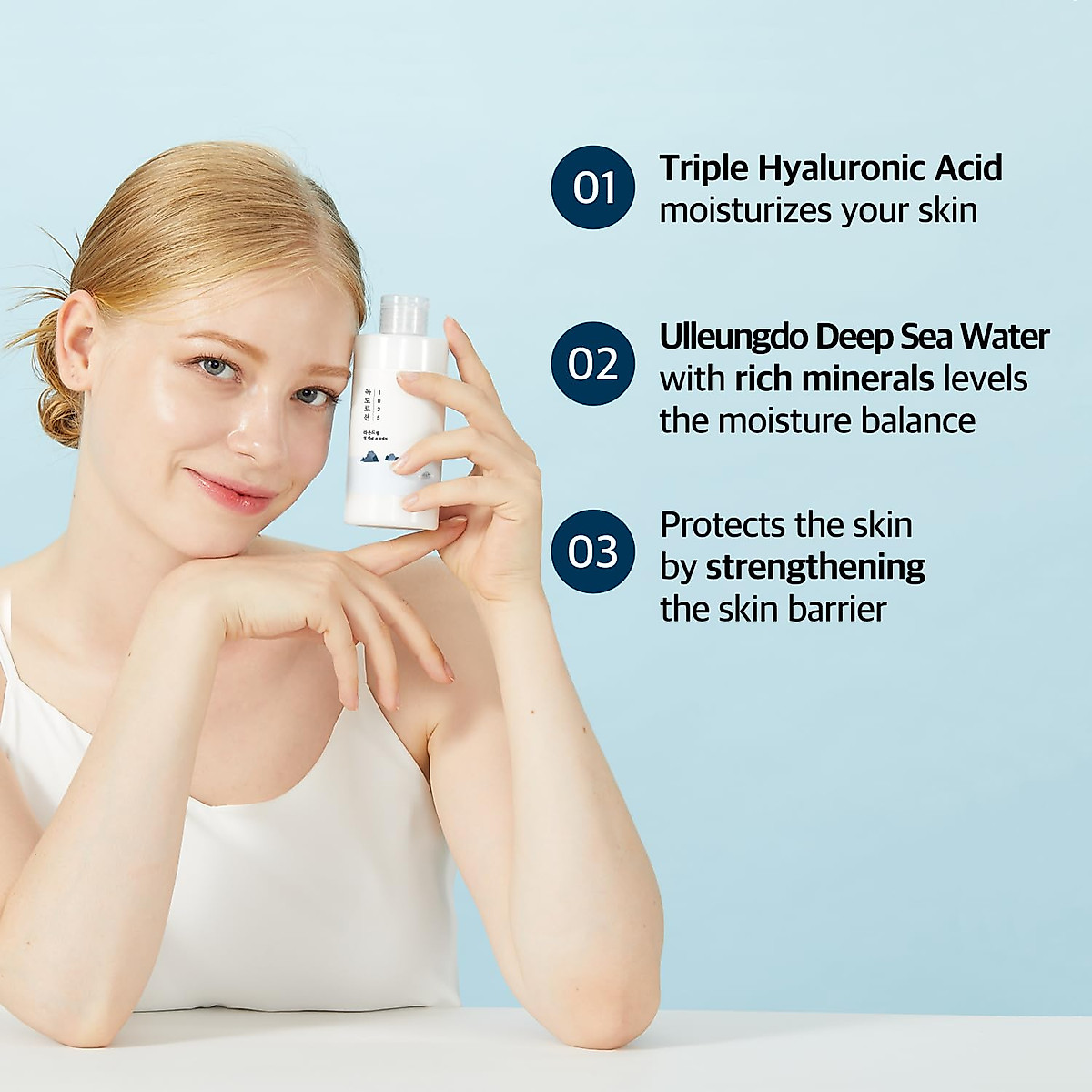 ROUND LAB 1025 Dokdo Lotion 6.76 Fl Oz, Intense Long-Lasting Hydration with Triple Hyaluronic Acid, Fluid Texture for Skin Barrier Protection, Face Moisturizer for Deep Moisture, Korean Skin Care