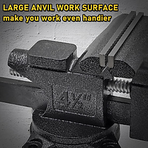 Bench Vise, 4-1/2" Heavy Duty Bench Vice, Vice for Workbench - Multi-jaw with Swivel Base - Table Vise with Anvil, Forged Steel Bench Pipe Home Vise for Woodworking,Home Workshop and DIY Jobs