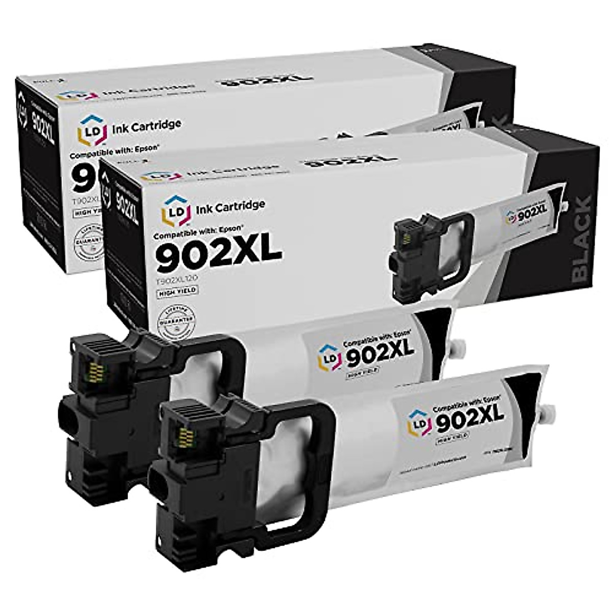 LD Remanufactured Ink Cartridge Replacement for Epson 902XL T902XL120 High Capacity (Black, 2-Pack)