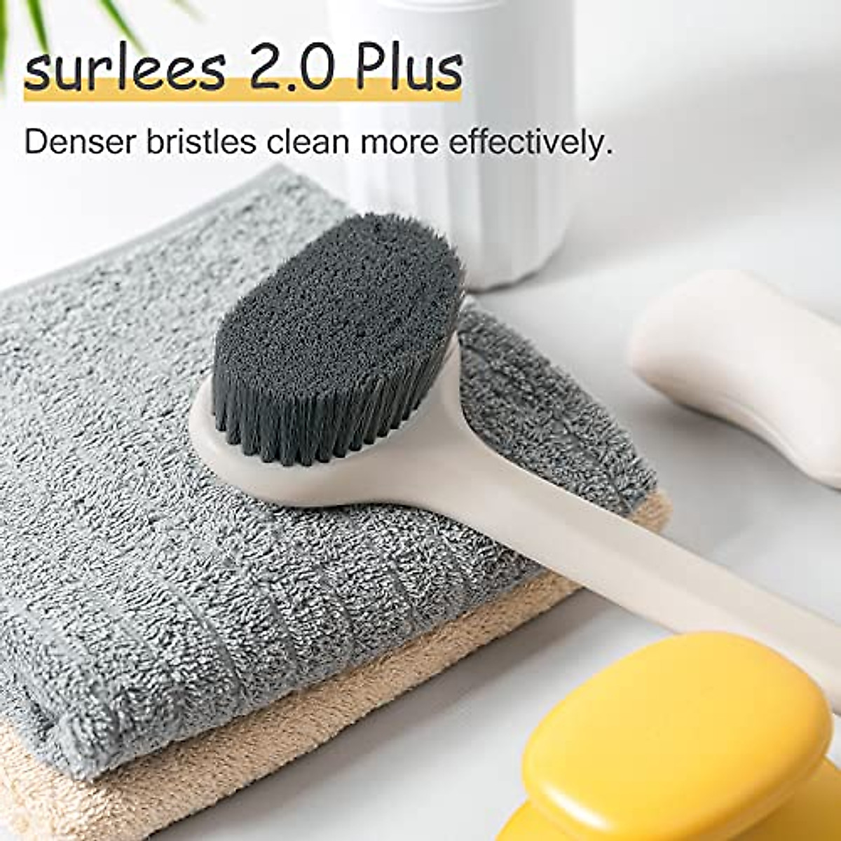 Surlees 2.0 Plus - Back Scrubber for Shower for Men Women Elderly, Bath Brush, Body Brush (15'', Blue)