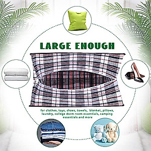 Set of 8 Checkered Large Laundry Bag with Zipper 82.5 L Plaid Moving Bags Plastic Storage Bags Moving Totes with Handles for Packing Clothes Travel Bedding Blanket, 19.7 x 21.7 x 11.8 Inch, 4 Colors