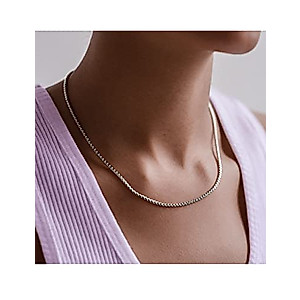 nometo Silver Necklace for men 2.5mm Box Chain 925 Sterling Silver Clasp Box Chain Silver Chain for men 16/18/20/22/24/26/28/30 Inches(16)