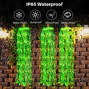MERRIMAX M Artificial Willow Vines Hanging Plants with 8 Modes 200 LED Fairy Lights,Waterproof Outdoor Green Vine Lights with Remote Control for Room Wall House Garden Patio Decor with Baskets