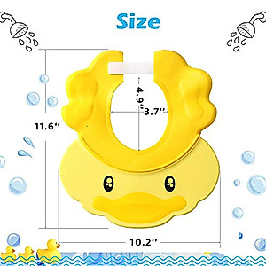 Hair Washing Hat Shower Bath Silicone Cap Soft Adjustable Visor Head Protector Shampoo Cap for Toddler, Baby, Kids, Children (Yellow)