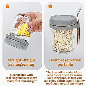 DAILOU Overnight Oats Containers with Lids and Spoons(4-Piece set),16 Oz Glass Mason Overnight Oats Jars,Portable Airtight Oats Container with Measurement Marks,Milk,Vegetable and Fruit Salad Storage Containers.