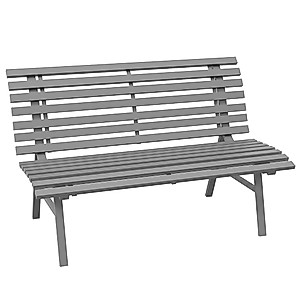 Outsunny 48.5" Garden Bench, Outdoor Patio Bench, Lightweight Aluminum Park Bench with Slatted Seat for Lawn, Park, Deck, Gray