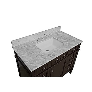 Hailey 42-inch Bathroom Vanity (Carrara/Chocolate): Includes Chocolate Cabinet with Authentic Italian Carrara Marble Countertop and White Ceramic Sink