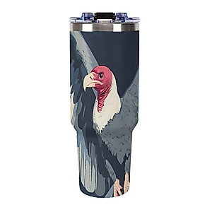 Flying Vulture Large Capacity Insulated Car Cup Travel Coffee Mug 40 Oz Reusable Tumblers with Straw and Lid