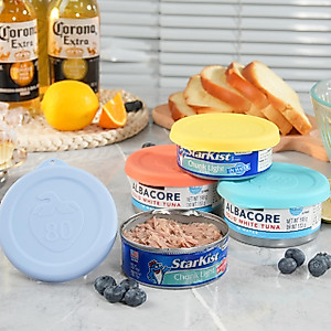 Luvcosy 4PCs Silicone Food Can Lid for 3.4-inch Can, Can Toppers Compatible with StarKist 5oz Tuna Can and Kirkland 7oz Tuna Can, Can Cover for Canned Good, Freezer Dishwasher Safe (Can NOT Included)