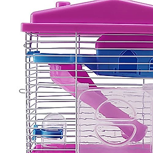 Mifrsnu Pet Cage Hamster with Transparent Skylight Double Layer House for Hamster Golden Hamster Pet Pink
