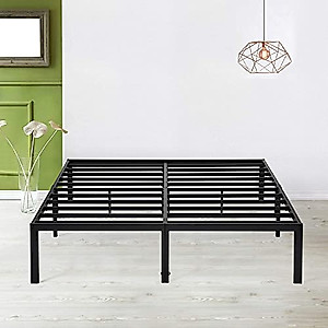 Sleeplace 14 Inch Heavy Duty Steel Slat Bed Frame/Non-Slip/Under-Bed Storage/No Box Spring Needed/No Squeaking/Bedroom Basic/Modern, Black, King