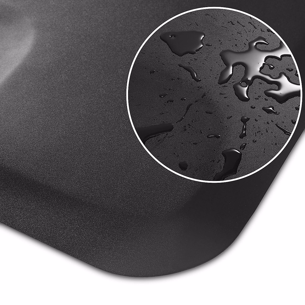 Saloniture 3 ft. x 5 ft. Barber & Salon Floor Mat for Square Chair Base - 1/2 in. Thick Black Semi-Circle Anti-Fatigue Stylist Station Mat