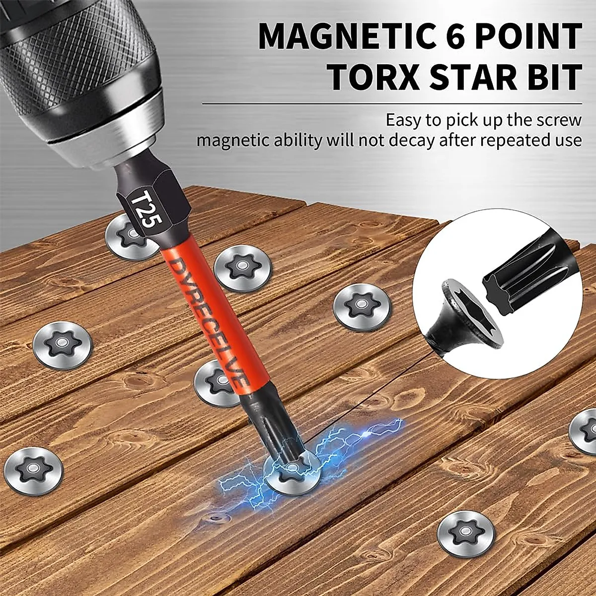 10-Pack T25 Torx Bits for Impact Driver- Torx Bit Set 2'' Long, Profession Star Bits Set, Magnetic T-25 Torx Bit, S2 Alloy Steel Torque Bits, T Bit Set 1/4'' Hex-Shank, Star Drill Bit Set, T25 Bit