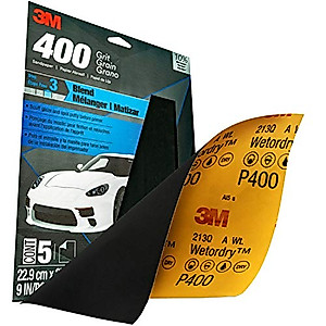 3M Wetordry Sandpaper, 32038, 400 Grit, 9 in x 11 in, 5 Sheets Per Pack
