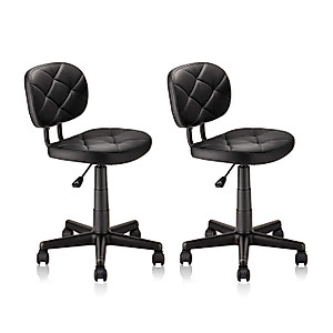 KLASIKA Rolling Stool Chair with Adjustable Height and PU Leather Backrest for Home Standing Desk Computer 2 Pack