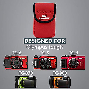 Megagear MG798MegaGear Olympus Tough TG-6, TG-5, TG-4, TG-870, TG-860 Ultra Light Neoprene Camera Case, with Carabiner - Red