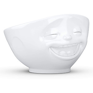 FIFTYEIGHT PRODUCTS TASSEN Porcelain Bowl, Laughing Face Edition, 16 oz. White, (Single Bowl) for Serving Cereal, Soup