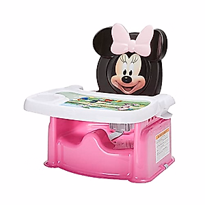 Disney Minnie Mouse Mealtime Baby Toddler Booster Seat with Adjustable Tray — Portable Booster Seat for Dining Table — Travel Essentials for Baby