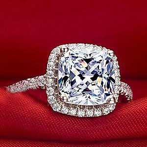 Jude Jewelers Platinum Plated 4 Carat Princess Cut CZ Simulated Diamond Wedding Engagement Proposal Ring (Silver, 7)