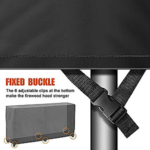 Firewood Rack Cover, Waterproof 8 Feet Log Rack Cover, Windproof Dry Wood Pile Holder Storage Tarp Cover Heavy Duty Outdoor UV Resistant Sun Snow Rain Protector fit 4 Seasons, L99xW26xH43 Inch Black