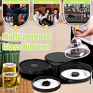 1 Pack 3 Tier Bar Glass Rimmer for Cocktail and Margarita Salt Rimmer Set with Sponge,Bar Accessories for The Home bar Set Plastic Bartender Tool for Margarita Salt,Black
