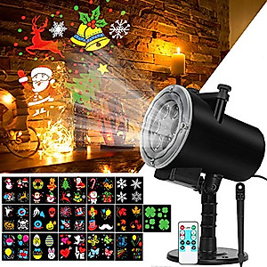 Elec3 Christmas Holiday Led Projection Light 12W, 16 Slides Projector Light Waterproof with RF Romote Used for Home Party Holidays Halloween Decoration