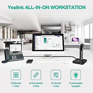Yealink WH63 Wireless Headset with Microphone UC Optimized Noise Canceling Mic for Office IP VoIP Phones PC Computer Headset with Charge Stand (UC Optimized) (WH63-MT)