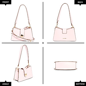 Like Dreams Women Fashion Vintage Shoulder Purse Chic Vegan Leather Messenger Buckle Crossbody Handbag (Blush)