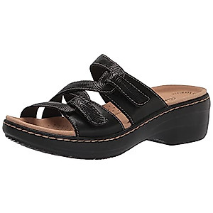 Clarks womens Merliah Karli Sandal, Black Leather, 9 US