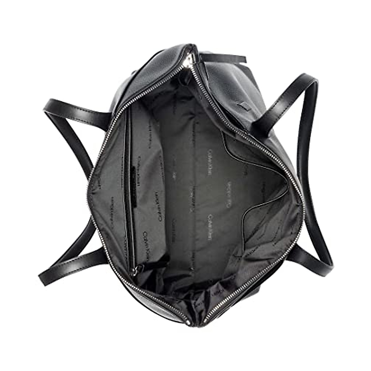 Calvin Klein Brenda Top Zip Tote, Black/Silver