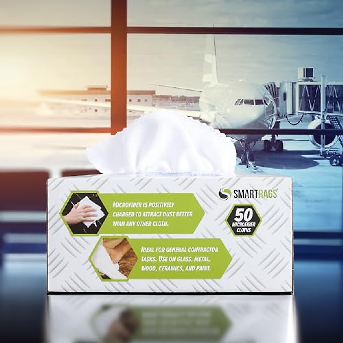 Arkwright Smart Rags in Box - (Pack of 50) Lint Free Microfiber Cleaning Cloth, Scratch & Streak-Free, Dispensable Wash Towels for Cars, Window Glass, and Auto Shop, 12 x 12 in, White