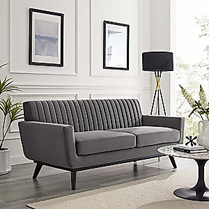 Modway Engage Channel Tufted Performance Velvet Loveseat in Gray