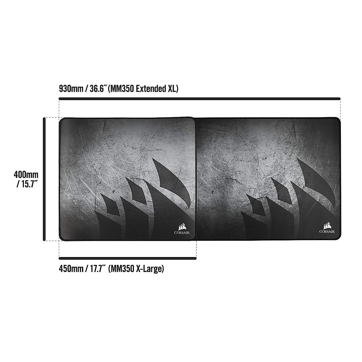 CORSAIR MM350 - Premium Anti-Fray Extra Thick Cloth Gaming Mouse Pad - Maximum Control Extended XL, Graphic