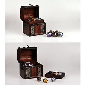 KakapopoTCG Elven Chest (Chainmail) Lockable Wood Deck and Counter Box Trading Cards MTG Magic FaB TCG YGO PTCG EDH Commander Box Dice Box DnD Spell Card Box