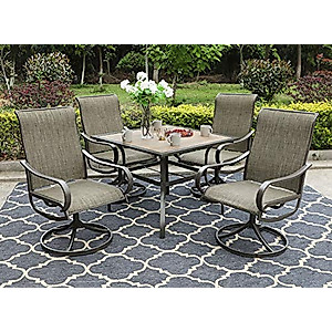 Sophia & William Patio Dining Chairs Set of 2 Patio Swivel Chairs Textilene Support 300lbs Outdoor Chairs for Lawn Garden Backyard Pool Sling Weather Resistant-Brown Frame