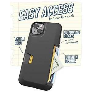 Smartish® iPhone 14 Plus Wallet Case - Wallet Slayer Vol. 1 [Slim + Protective] Credit Card Holder - Drop Tested Hidden Card Slot Cover Compatible with Apple iPhone 14 Plus - Black Tie Affair