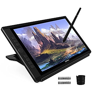 Drawing Tablet with Screen, 15.6'' XOPPOX Graphics Drawing Monitor Pen Display with 1080P Full Laminated Screen,Tilt 8192 Levels Battery-Free Stylus,Adjustable Stand,Compatible for Window/Mac