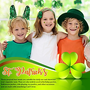 Censen 24 Pcs Pom Pom Headband Tinsel Wrapped Ponytails Head Bopper Headwear Hair Accessories Party Costume(Green)