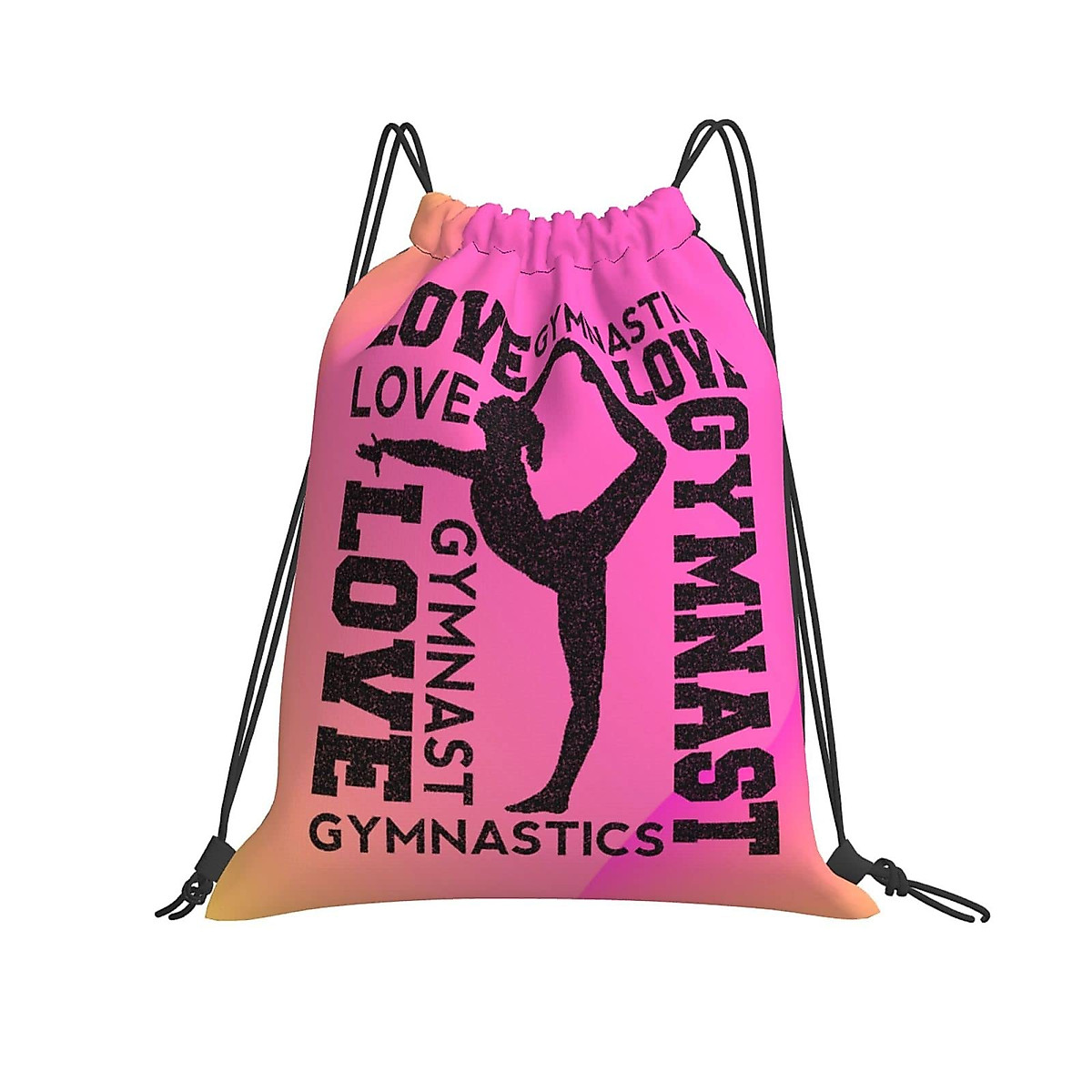 PSYU Love Gymnastics Drawstring Backpack Fashion Travel Bag Sports Athletic Gym Suitable For Mens Womens