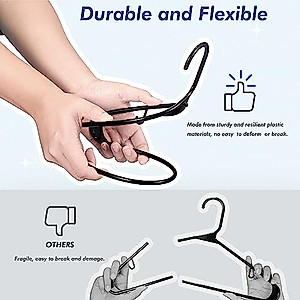 HOUSE DAY Black Plastic Hangers 50 Pack, Plastic Clothes Hangers Shirt Hangers, Space Saving Plastic Coat Hangers for Closet, Clothing Hangers Adult Hangers for Shirts, Coats, Skirt, Dress