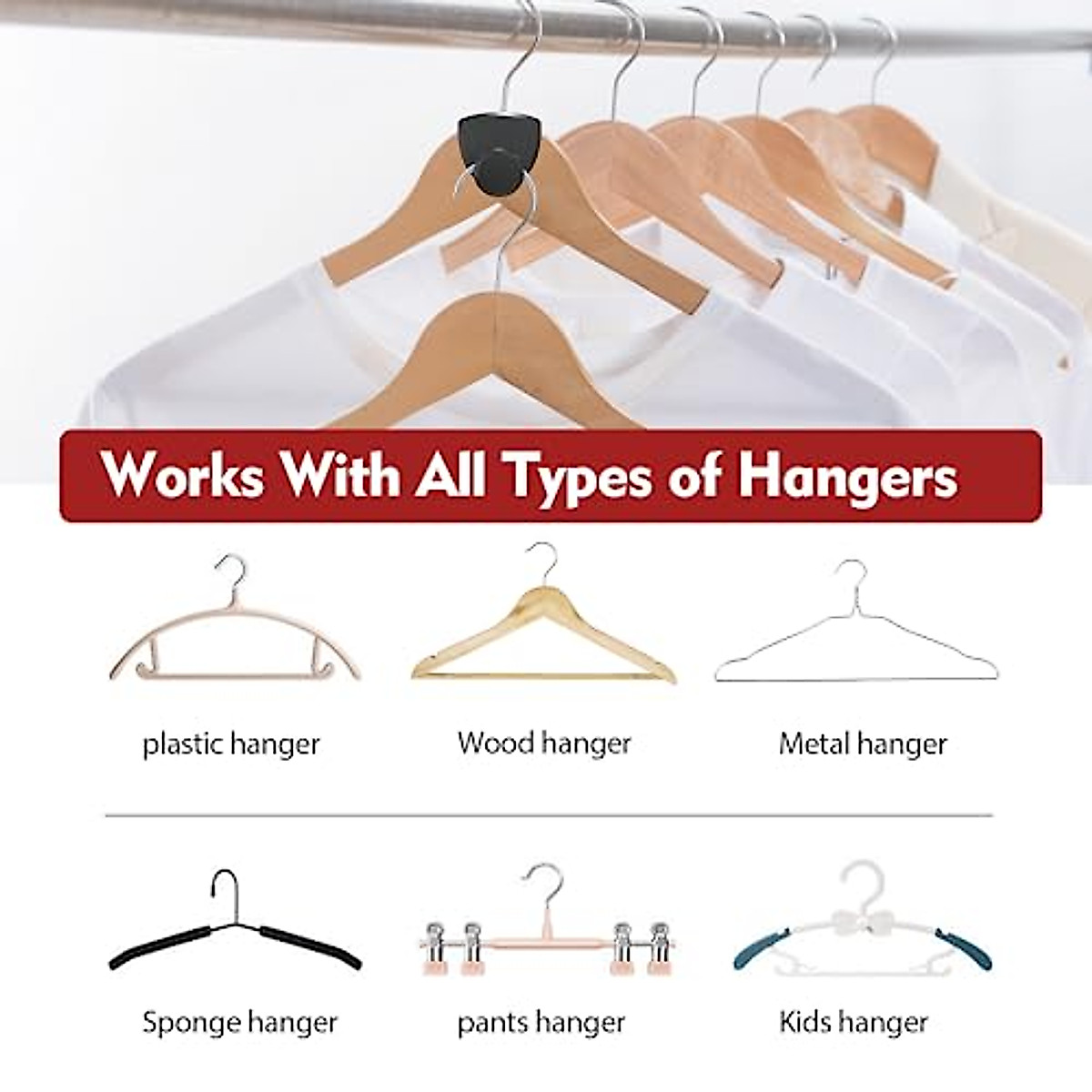 Space Saver for Hangers, 20Pcs Premium Closet Space Savers Clothes Hanger Connector Hooks, Space Saving for Closet Organizer Heavy Duty Cascading Connection Hook, Black