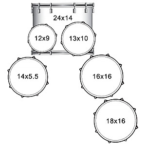 Sawtooth Command Series 6-Piece Shell Pack with 24" Bass Drum, Silver Sparkle, (ST-COM-6PC-24-SSPK)