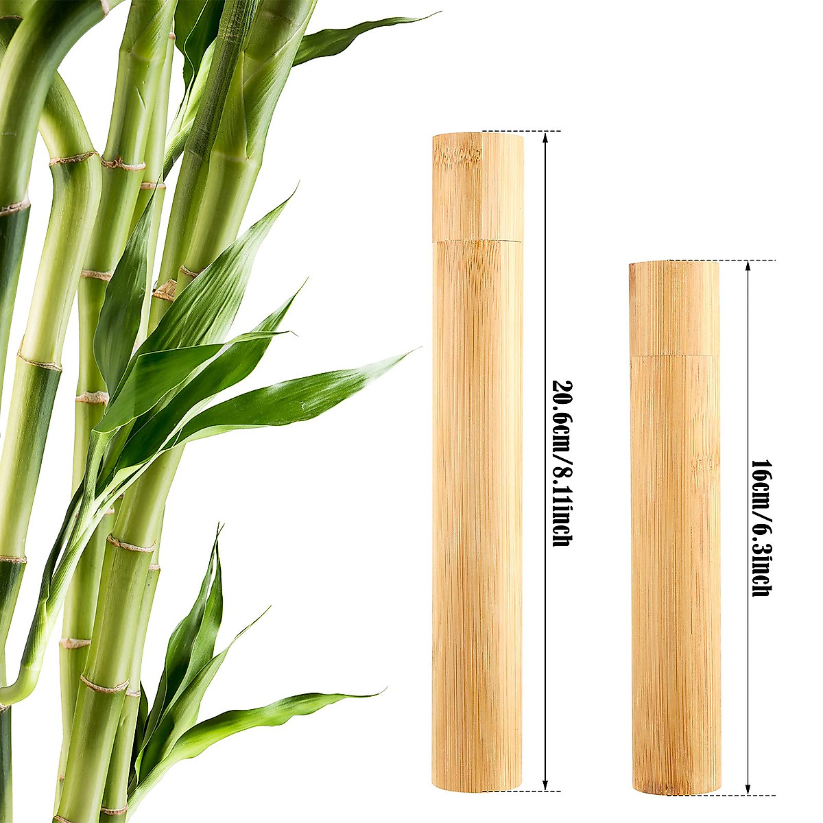 Wilzing 4 Pieces Bamboo Toothbrush Travel Case for Adults and Children, Travel Bamboo Toothbrush Holder Portable Toothbrush Storage Toothpaste Case Cover Box for Travel, Family, Camping, School