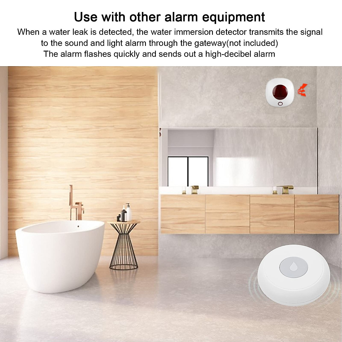 Water Leak Detector for Zigbee, Intelligent Wireless Water Alarm, Water Sensor Overflow Flood Leakage Alerts for Tuya, Linkage Alarm for Kitchen Living Room
