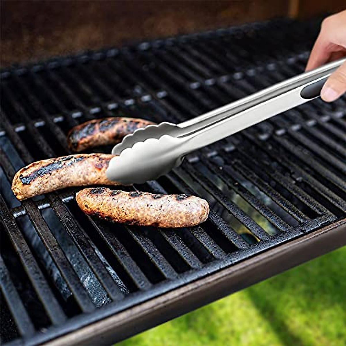 Great American Griller Extra Long-Handled Stainless Steel Tongs for Grilling and Kitchen Use | Strong Grip for Massive Meat, Dishwasher Safe, Metal Tongs Kitchen | Cooking Tongs Set of 2