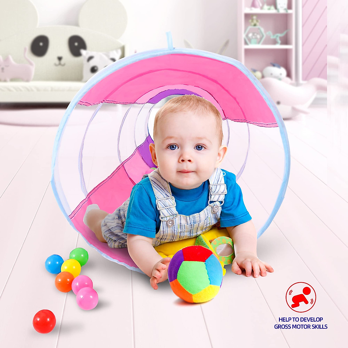 Play Tunnel for Toddlers 1-3, Tunnel for Kids to Craw Through Sensory Toys for 1 Year Old Boy Girl Babies Kids, Indoor Outdoor Great for Motor Function