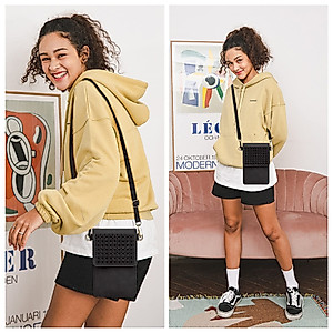 MILEGI Cell Phone Purse, Small Purses for Women Crossbody Touch Screen Purse Valentine's Day Bag for Her（Black）