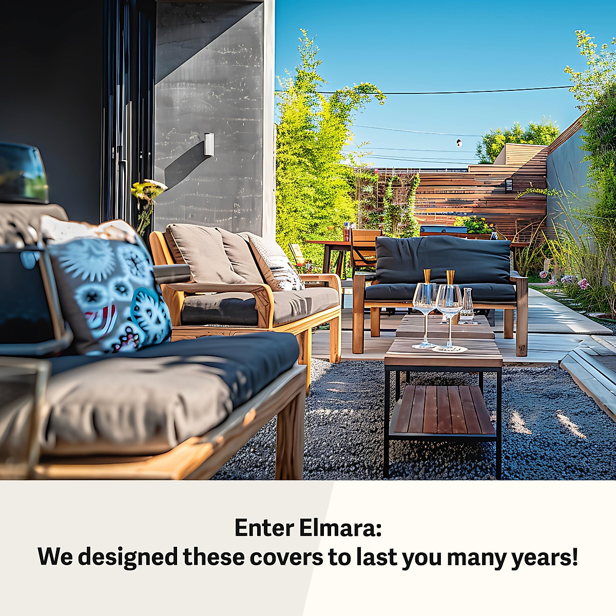 Elmara Outdoor Couch Covers – Waterproof, UV Fade-Resistant Outdoor Sofa Covers Made of Heavy Duty Olefin – Durable All Weather Design Keeps Your Couch or Loveseat Safe (Beige)